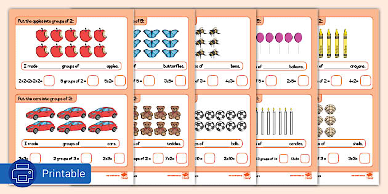 Grade 1 Maths: Repeated Addition to 20 Cards - Twinkl