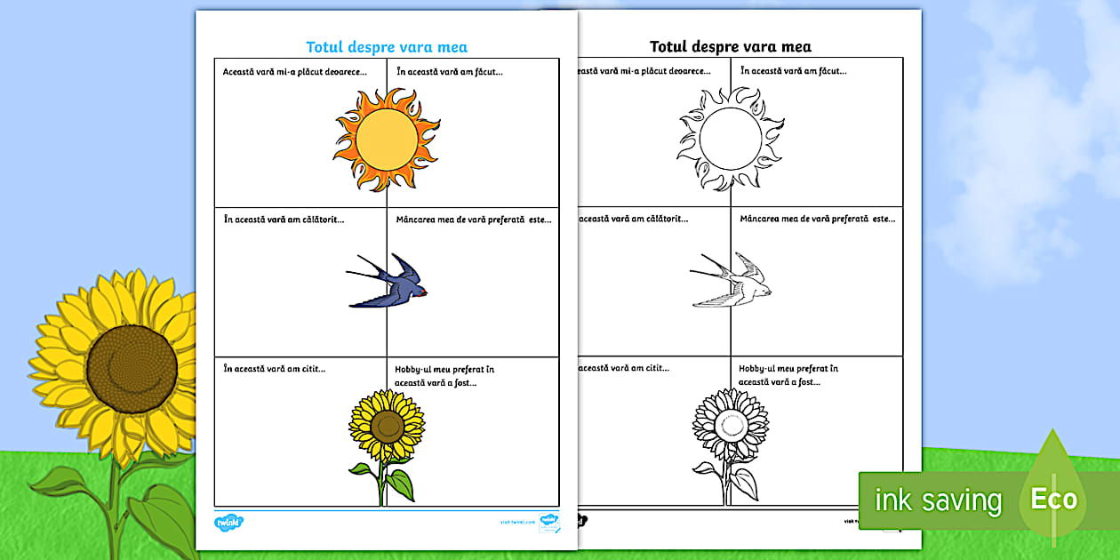 Totul despre vara mea – Fișă cu completare digitală