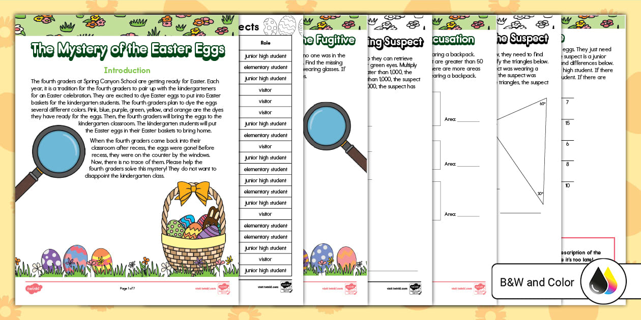 Easter Math Mystery Activity: The Mystery of the Easter Eggs