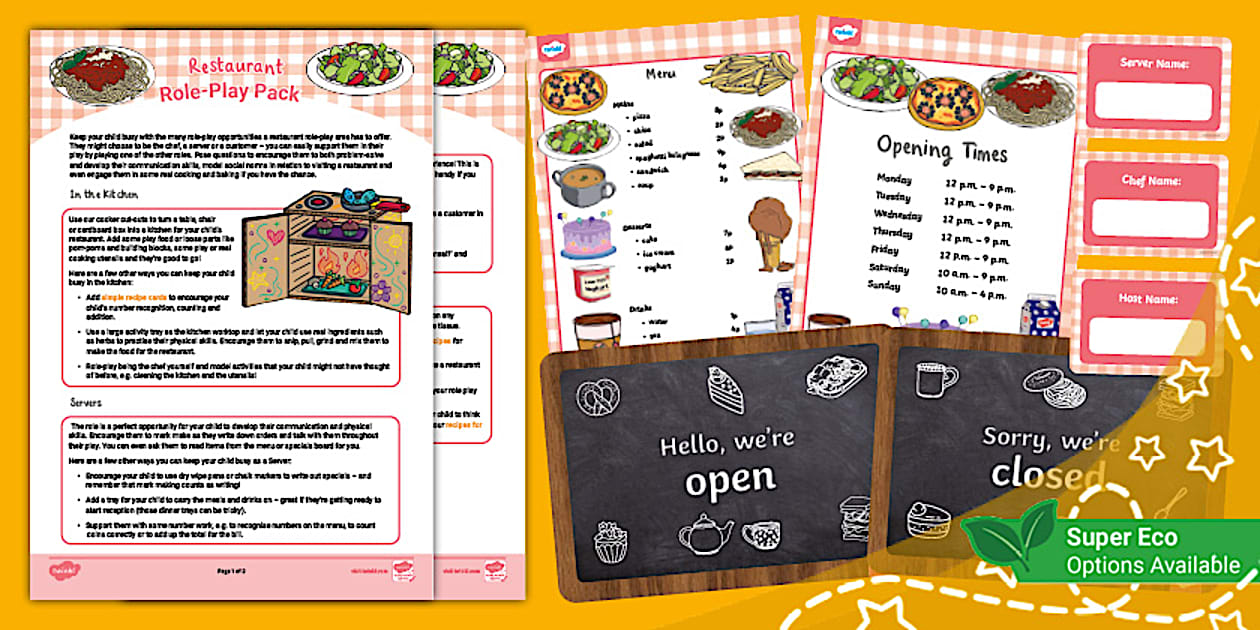 Restaurant Role-Play Pack (teacher made) - Twinkl