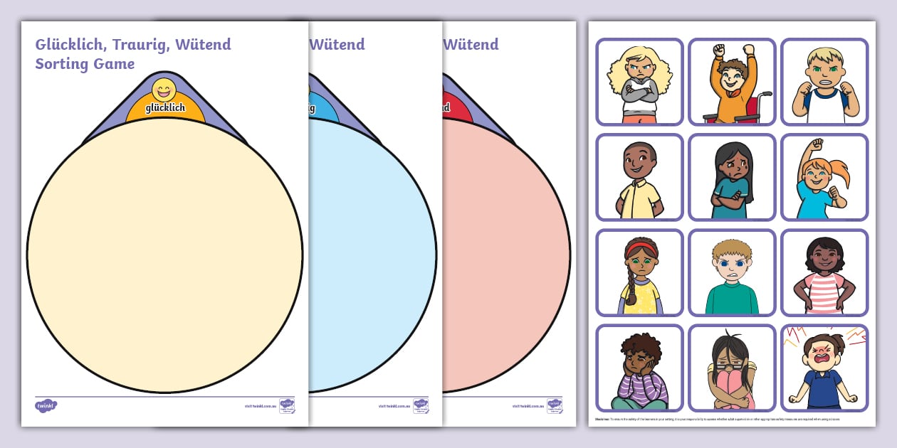 Emotions Sorting Game - German (teacher made) - Twinkl