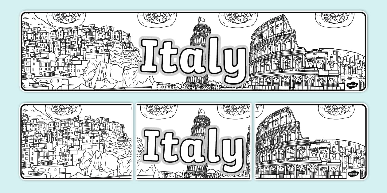 Italy Colouring Display Banner - Twinkl Display - Twinkl