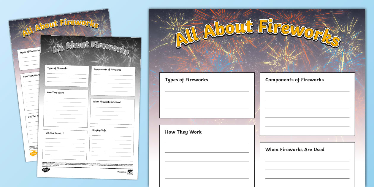 All About Fireworks Fact File Template - Twinkl