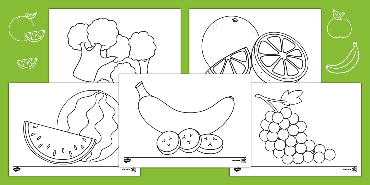 Hoja de colorear: Mis primeras frutas y verduras - Twinkl