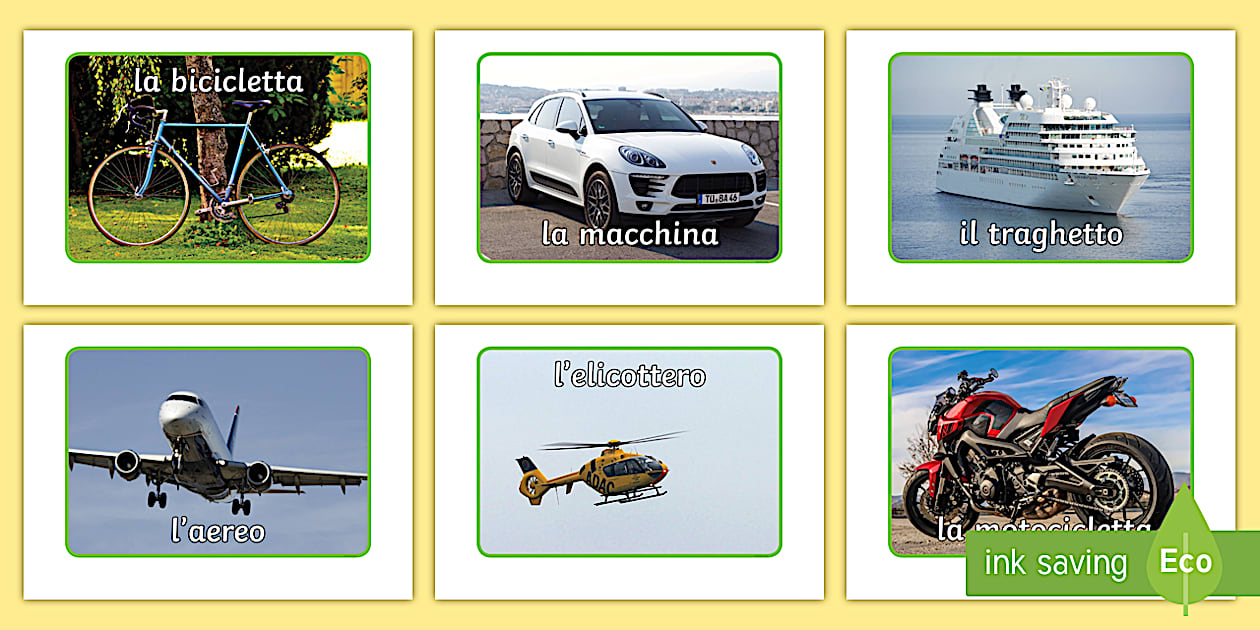 Transport Display Photos (Italian) (teacher made) - Twinkl