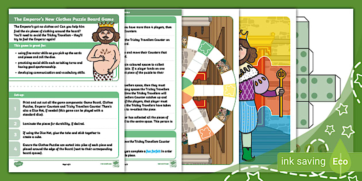 The Emperor's New Clothes Puzzle Board Game (teacher made)