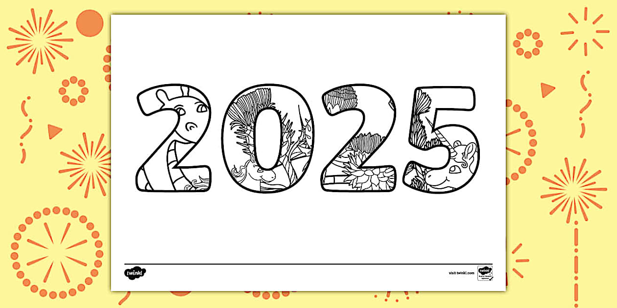 My 2025 Mindful Colouring Page (teacher made) - Twinkl