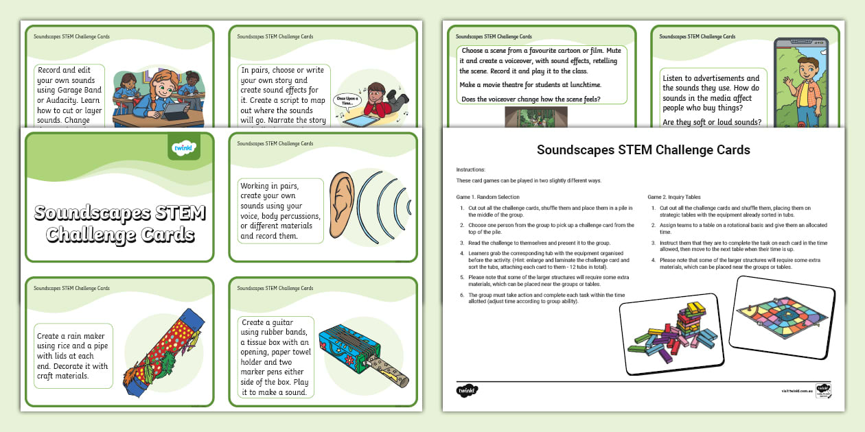 Soundscapes STEM Challenge Cards (teacher made) - Twinkl