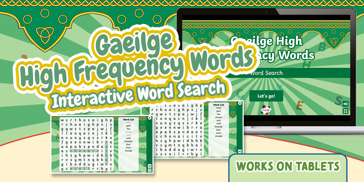 Gaeilge High Frequency Words Interactive Word Search
