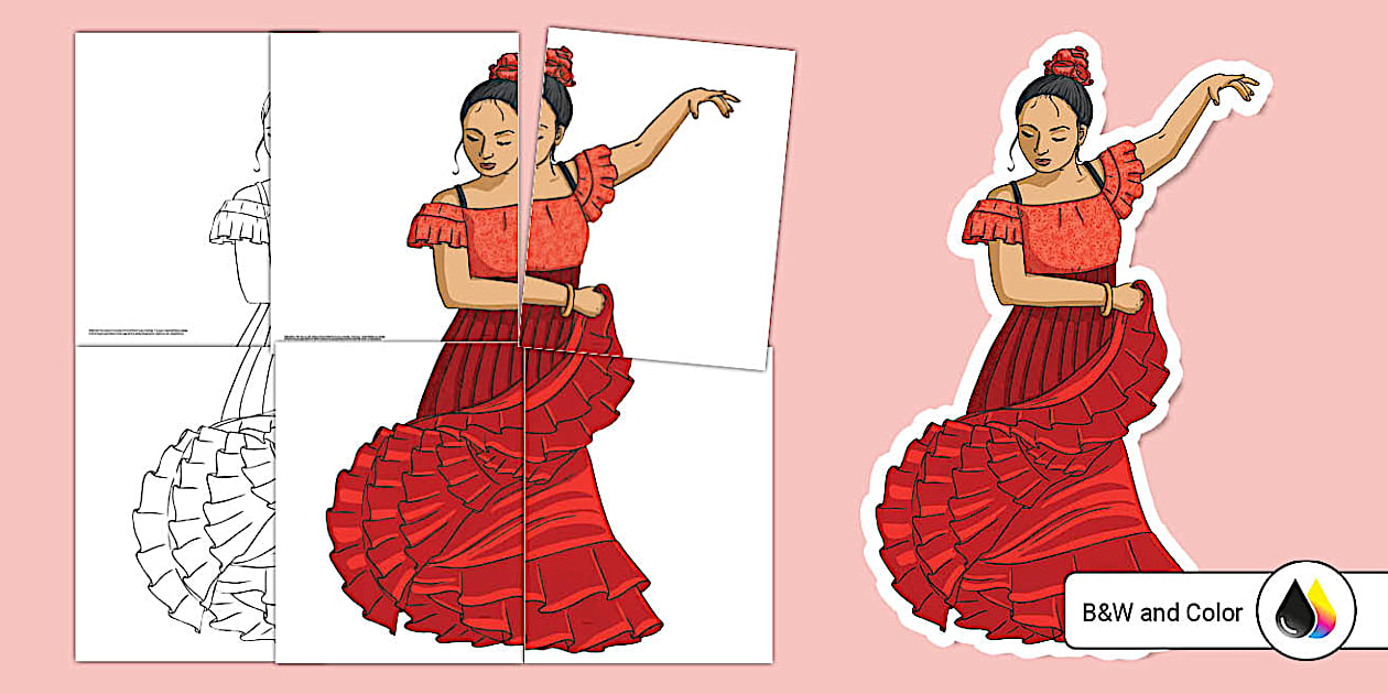 Flamenco Dancer Large Cut-Out (Teacher-Made) - Twinkl