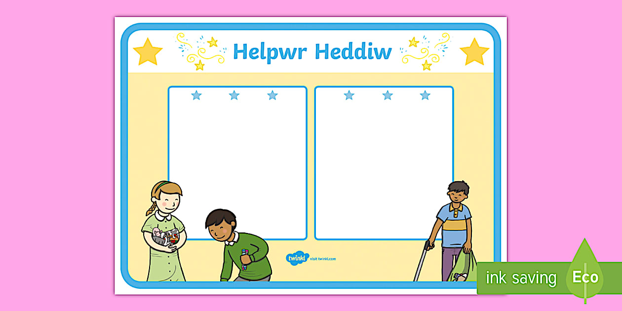 Black and White Helpwr Heddiw A4 Display Poster Welsh