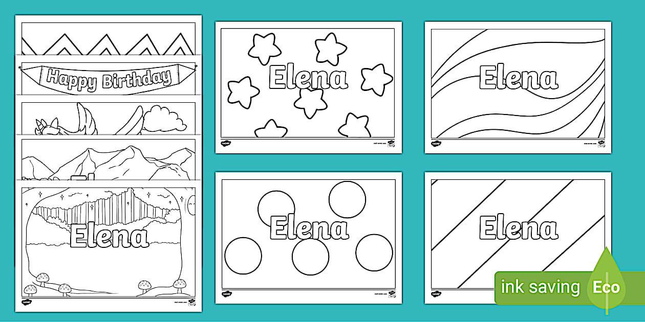Elena Name Simple Colouring Activity Sheet (teacher made)