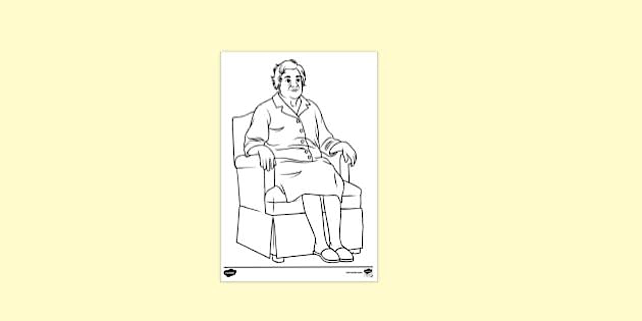 Elderly Woman in Chair Colouring Sheet | Colouring Sheets