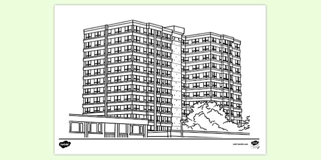 Block of Flats Colouring Sheet | Colouring | Twinkl - Twinkl