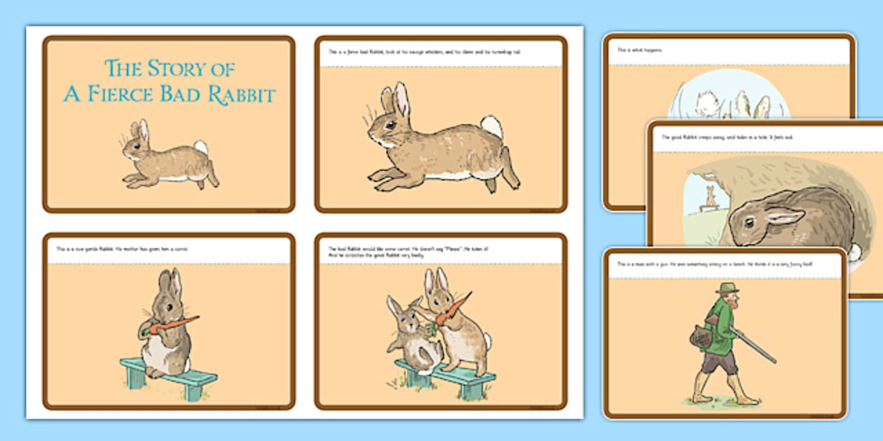 Cursive Beatrix Potter - The Story of a Fierce Bad Rabbit Story Cards