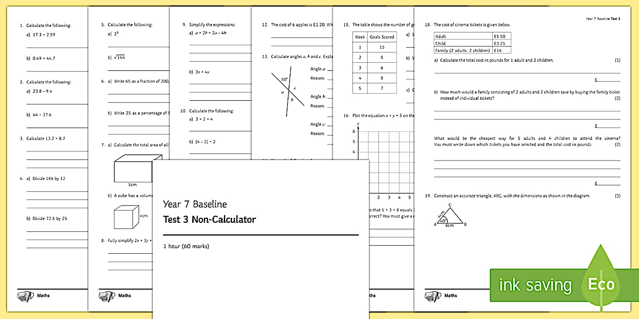 Year 7 Baseline Maths Test Gold | KS3 Maths | Beyond