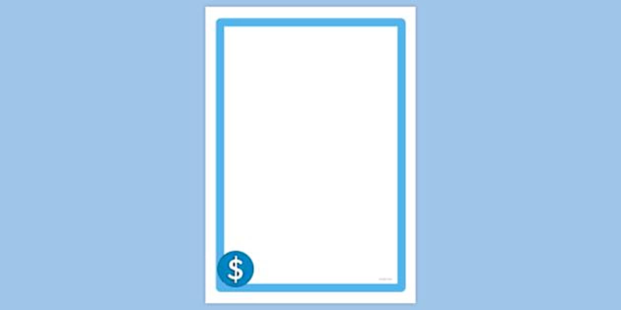 Simple Blank Dollar Sign Page Border | Page Borders | Twinkl