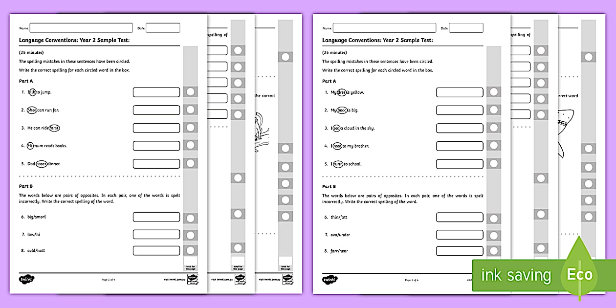 Pre NAPLAN style Language Conventions Test Resource Pack