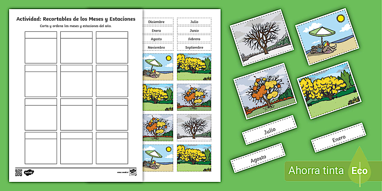 Guía de trabajo Ordenar los Meses y Estaciones del Año