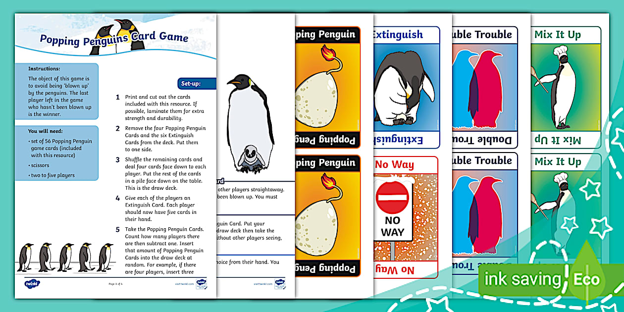 Popping Penguins Card Game (teacher made) - Twinkl