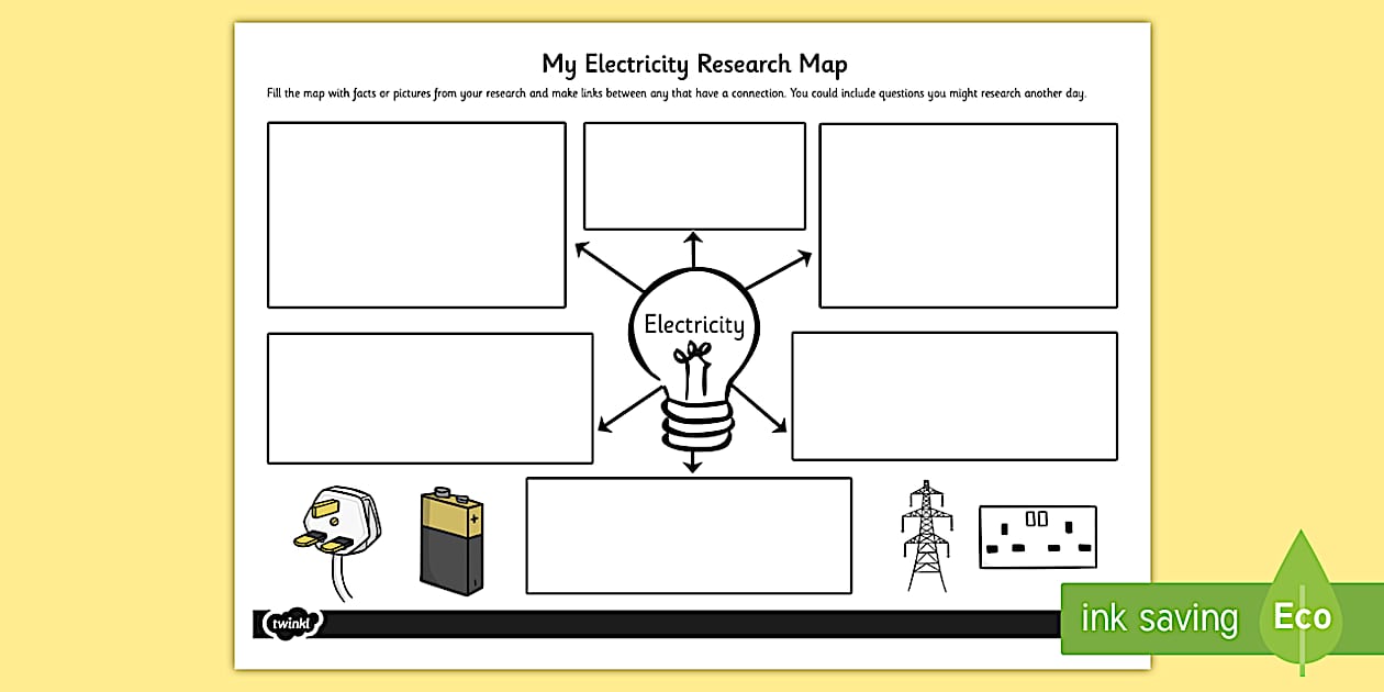 Electricity Themed Research Map - Twinkl