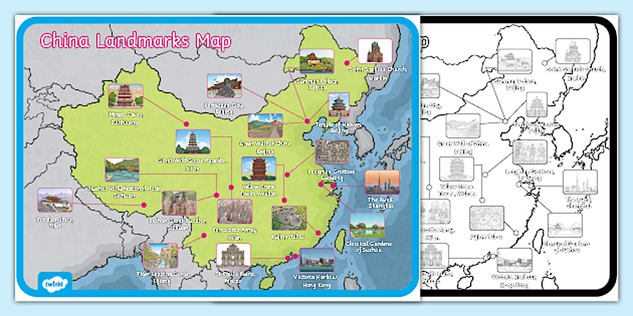 China Landmarks Map Display Poster (teacher made) - Twinkl