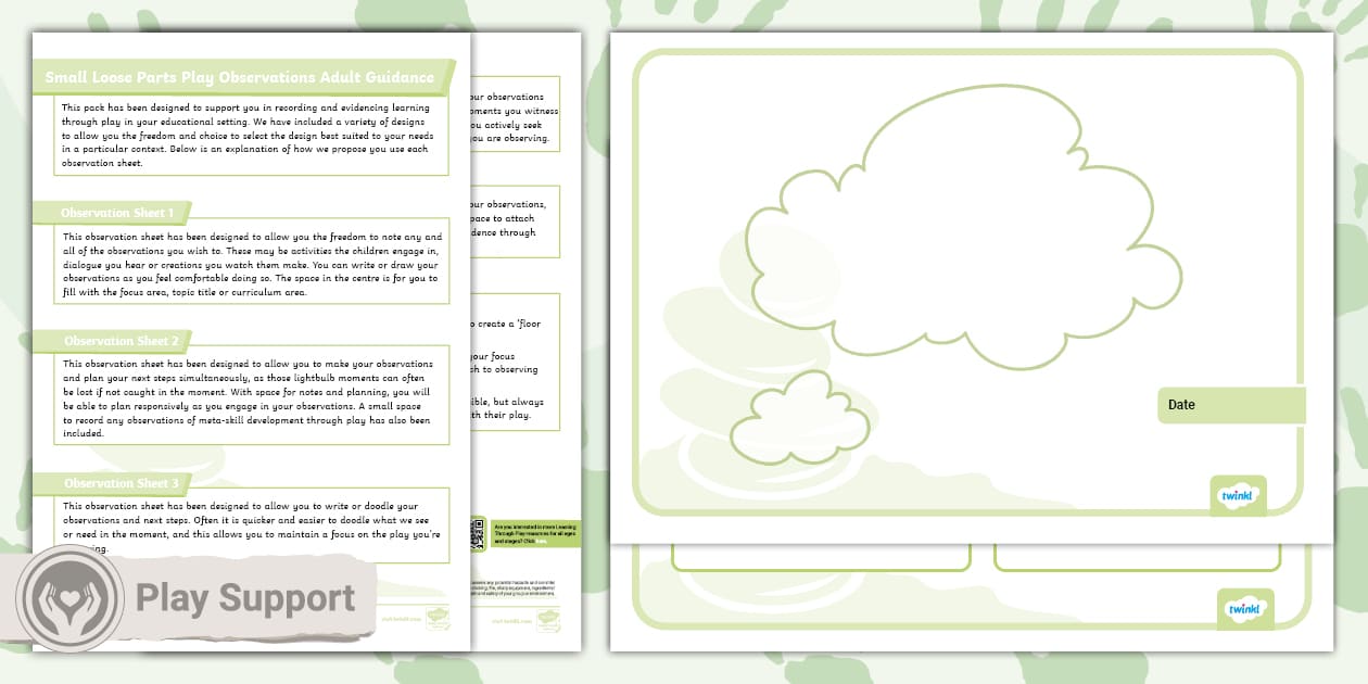 Small Loose Parts Play Observation Adult Recording Sheets