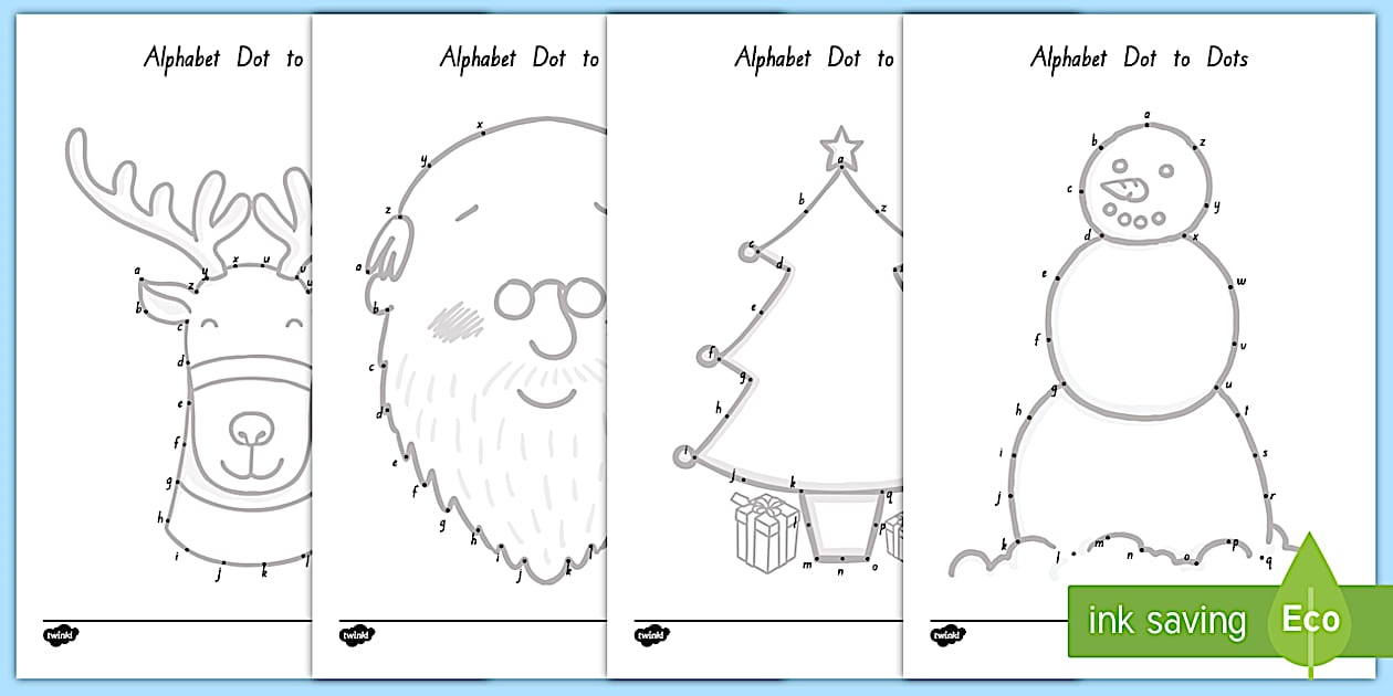 Christmas-Themed Alphabet Dot to Dot Worksheet / Worksheet
