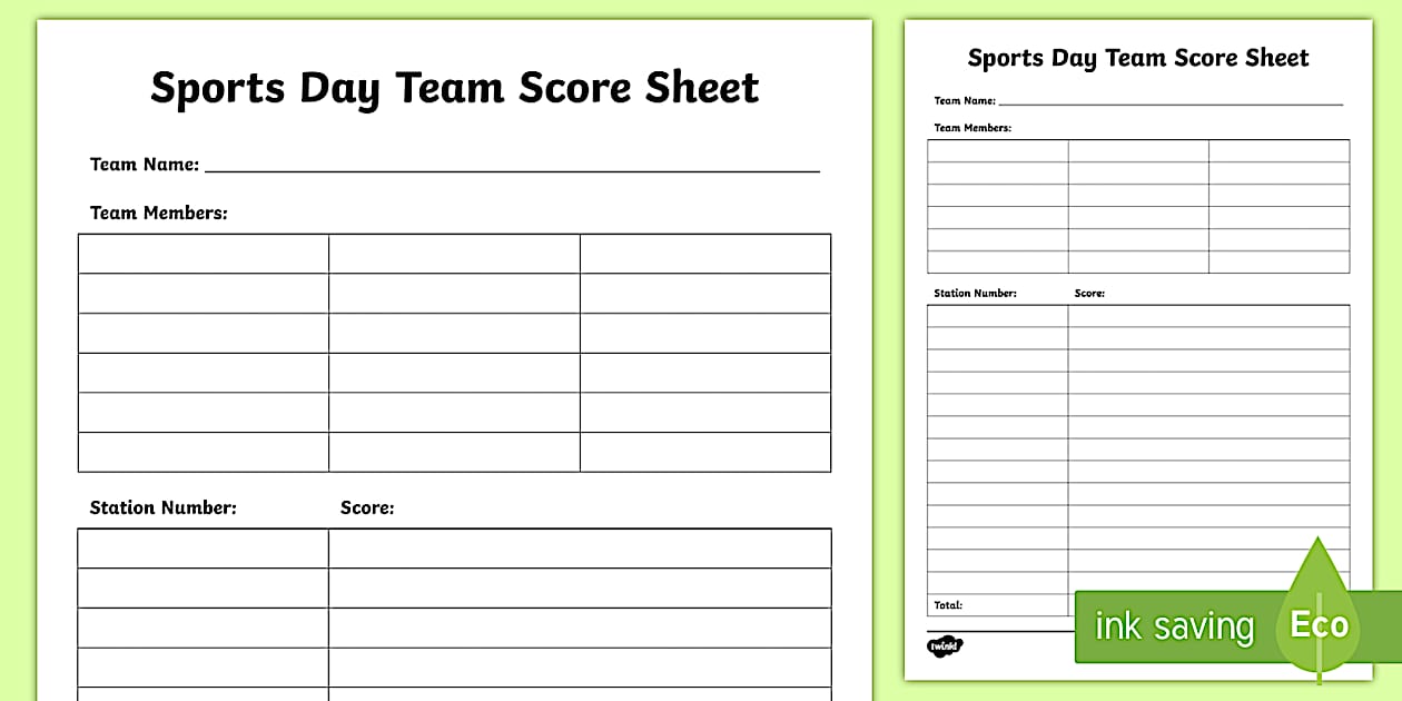 KS1 Sports Day Score Sheet Activity (teacher made) - Twinkl