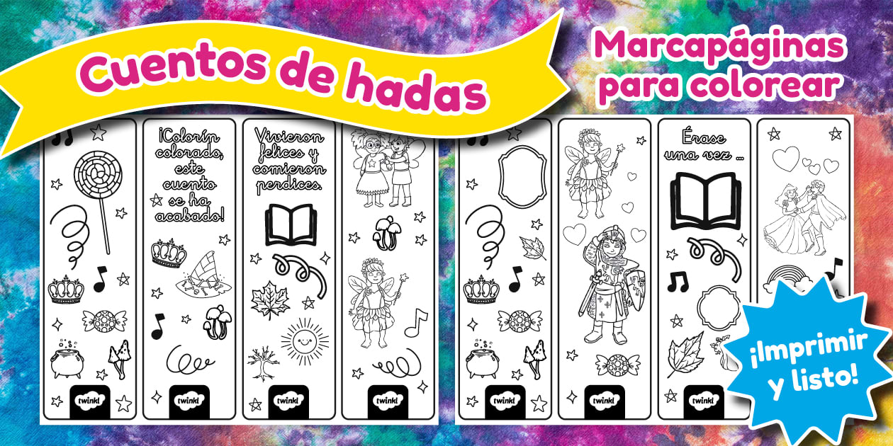 Marcapáginas: Cuentos de hadas - para colorear