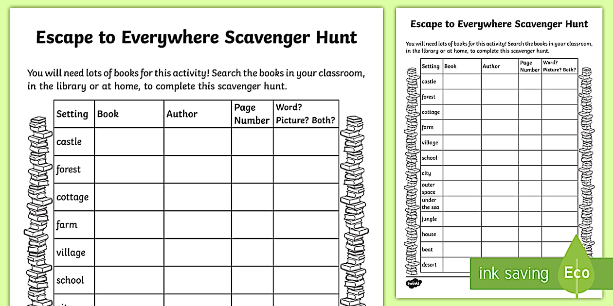 TAS Book Week Scavenger Hunt Activity (Hecho por educadores)