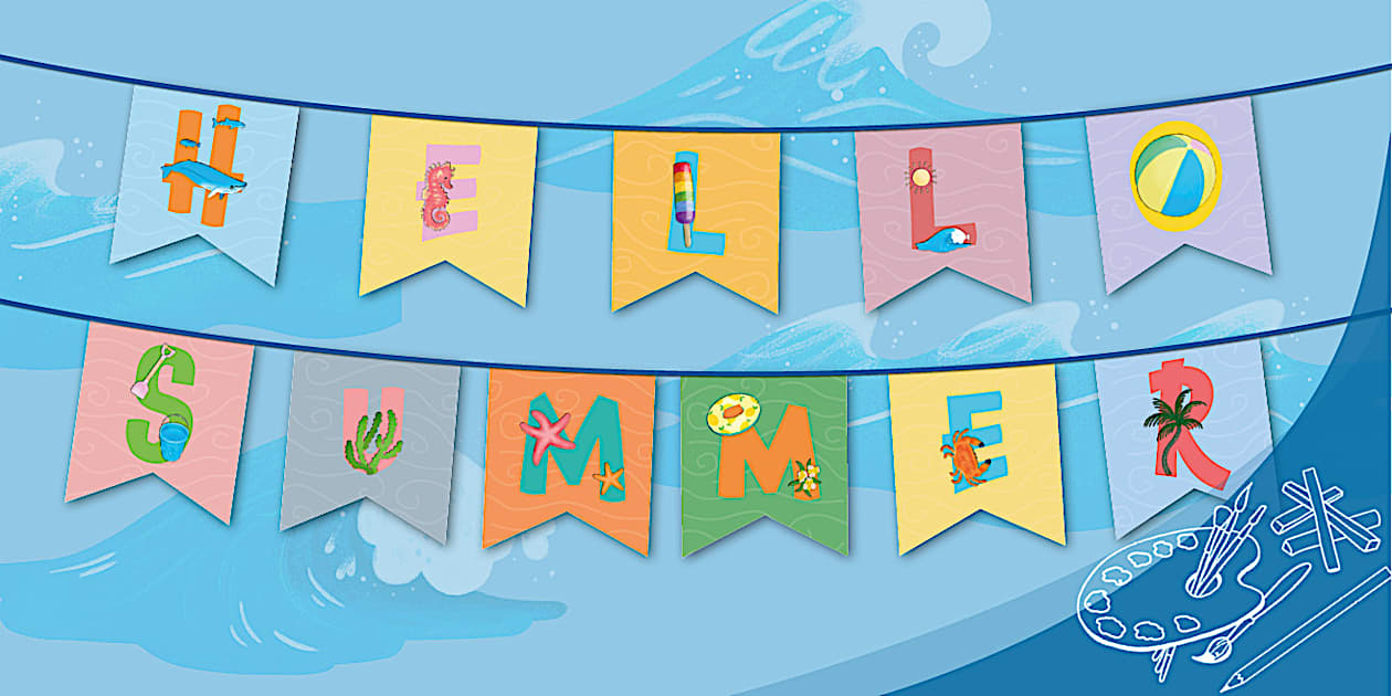 Hello Summer Typography Bunting | Twinkl Art Gallery