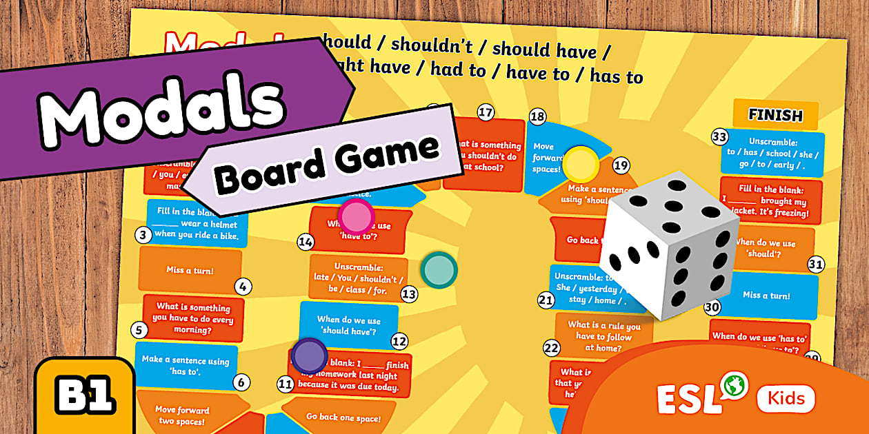 ESL Modals – 'Should/Might/Have To' Board Game [Kids, B1]