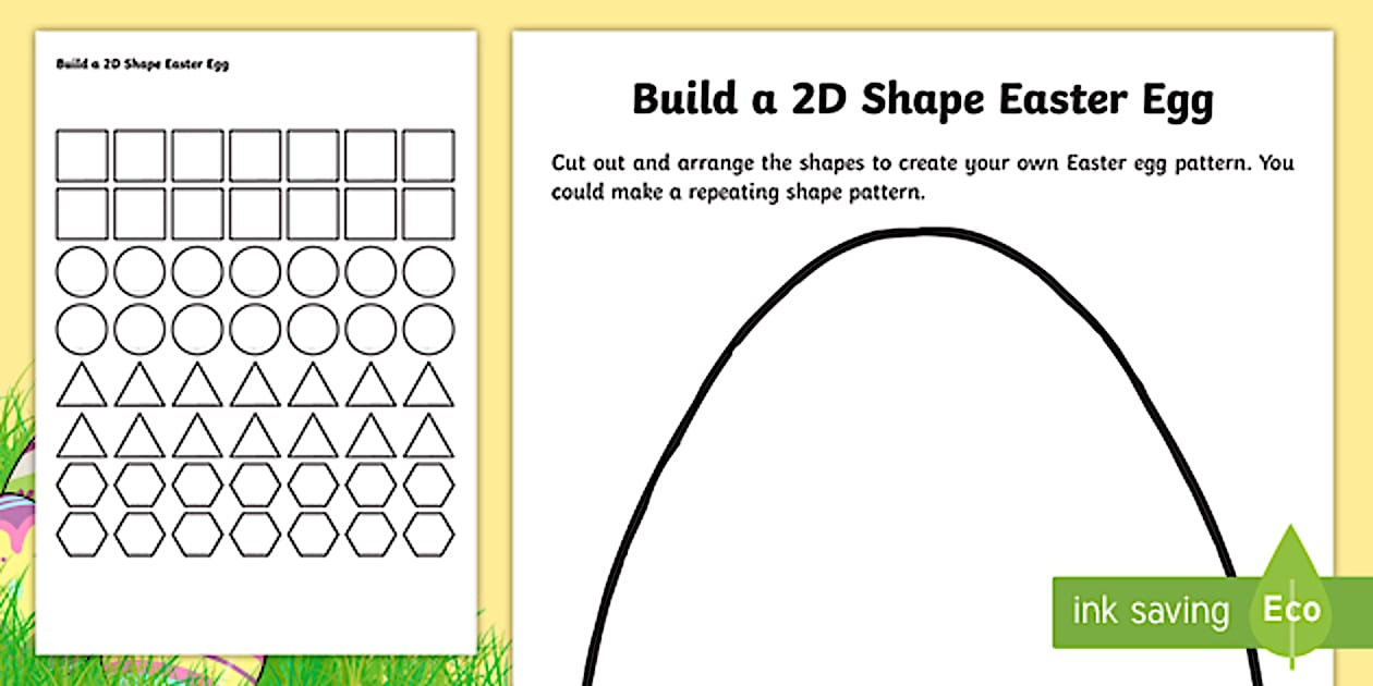 👉 Build a 2D Shape Easter Egg Worksheet (teacher made)