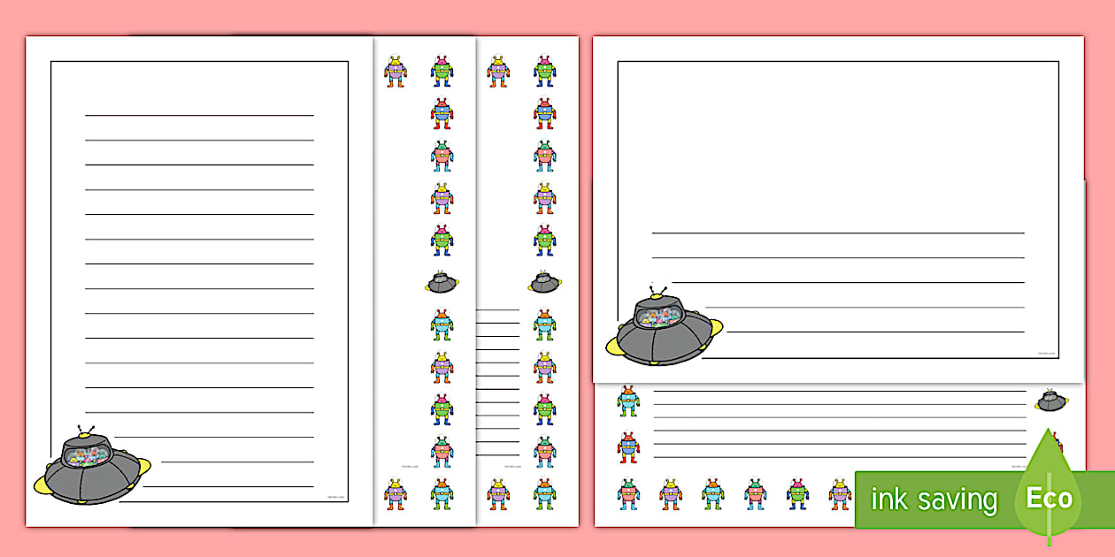 Five Little Men in a Flying Saucer Page Borders - Twinkl