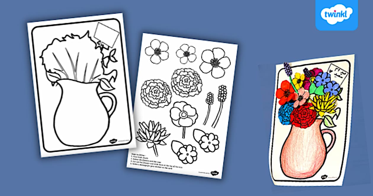 Mother's Day : Paper Vase Activity - Twinkl