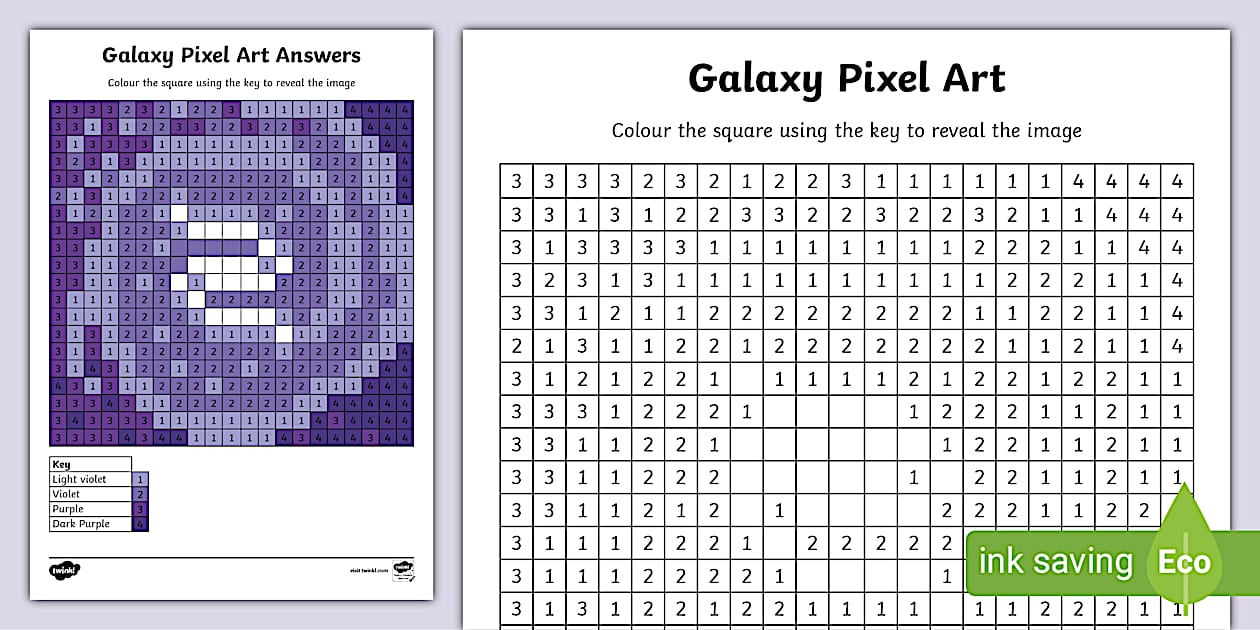 Galaxy Pixel Art Template (teacher made) - Twinkl