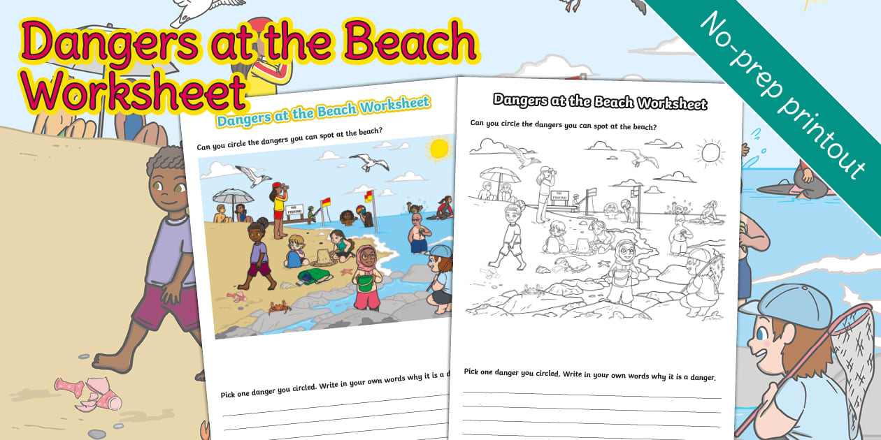 * NEW * Dangers at the Beach Worksheet (teacher made)