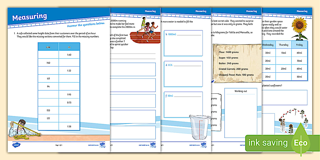Measuring Activity Worksheet (teacher made) - Twinkl
