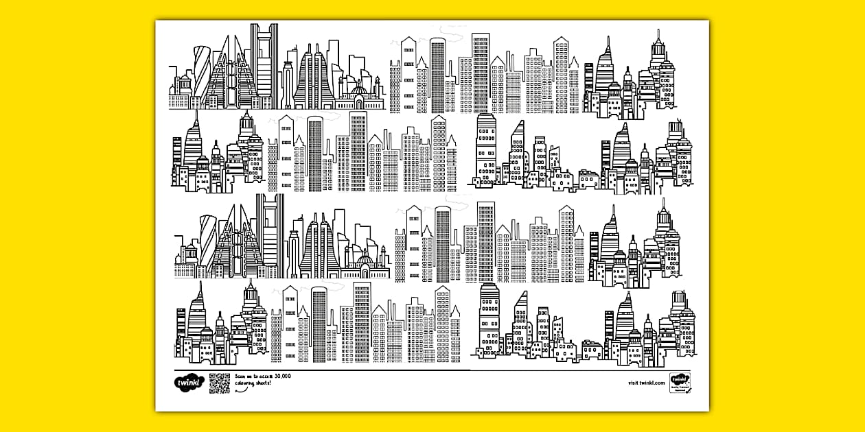 City Doodle Colouring Page (teacher made) - Twinkl