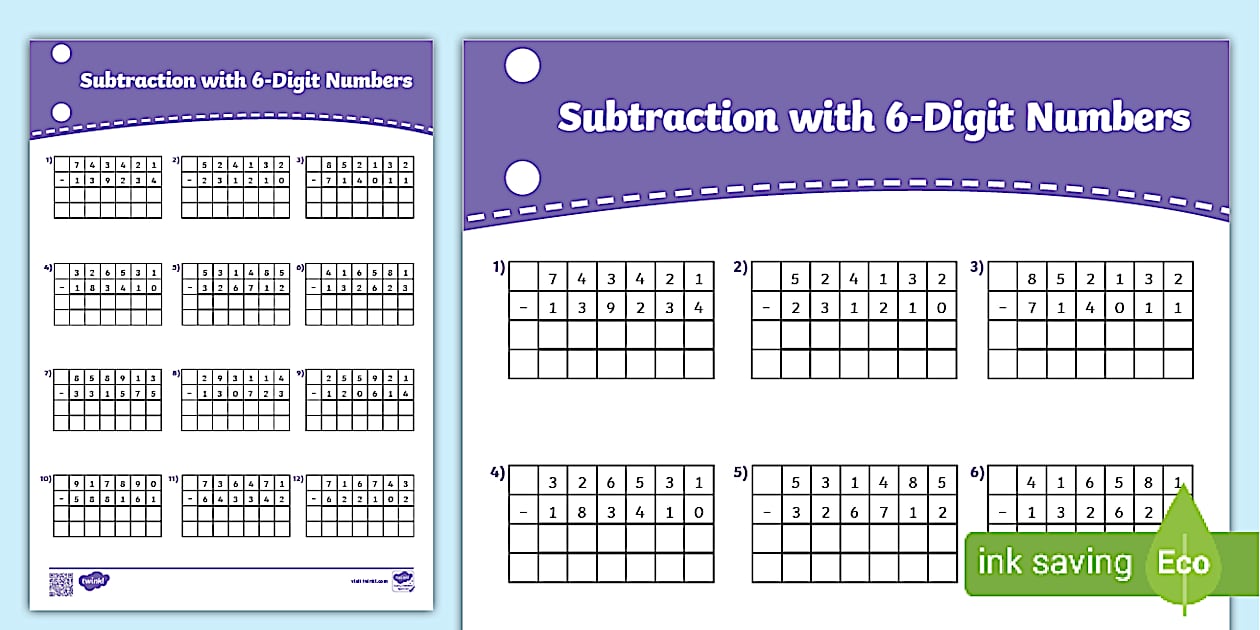 Subtraction with 6-Digit Numbers (teacher made) - Twinkl