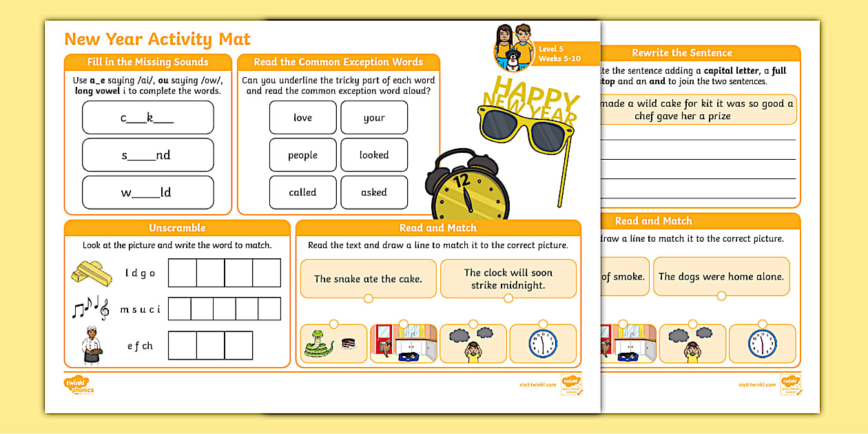 Level 5 New Years Themed Activity Mat- Primary Resources
