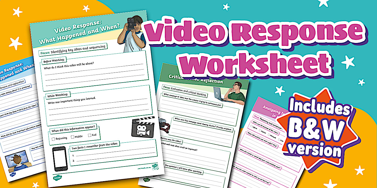 Video Response Worksheet - Differentiated Pack