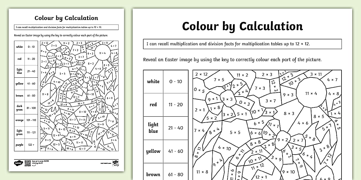 Colour by Calculation Activity - Easter Maths Colouring KS2