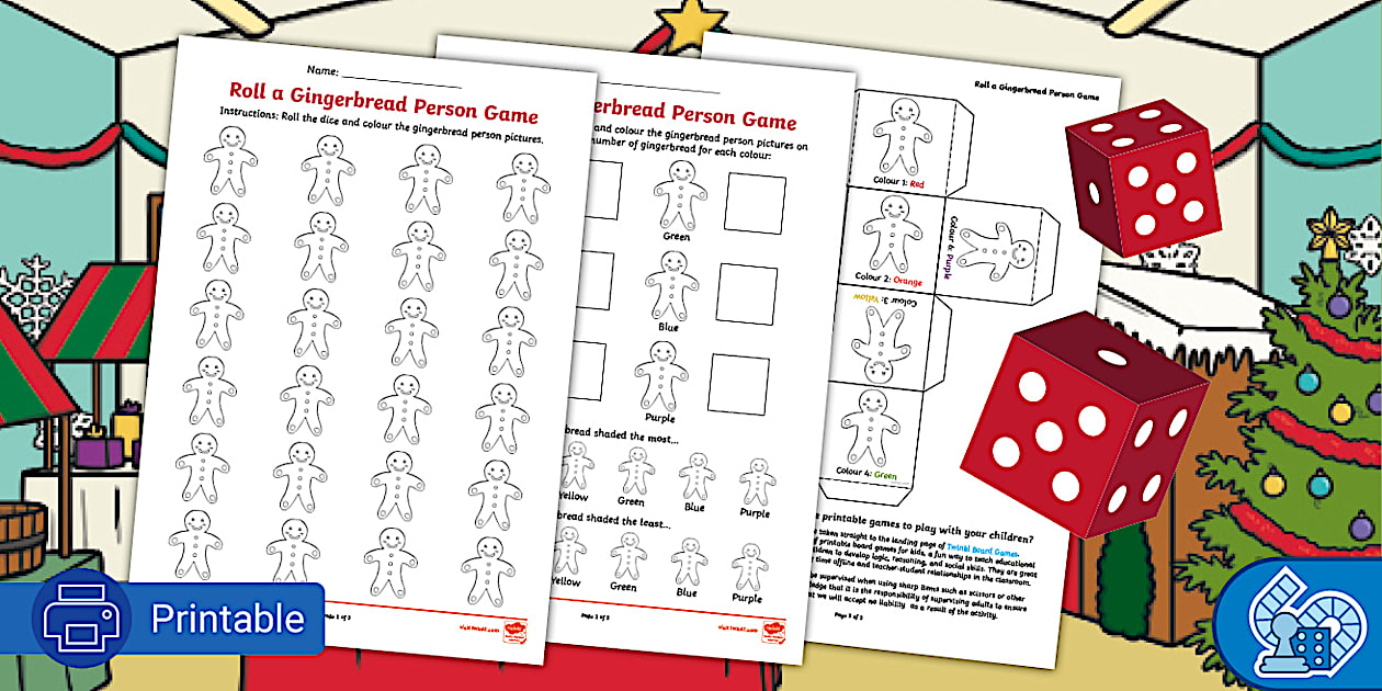 Roll a Gingerbread Person Dice Game - Christmas Activities