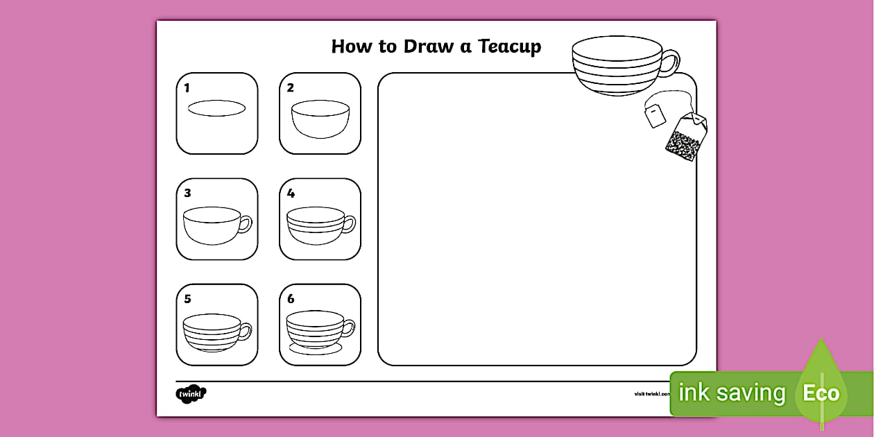How to Draw a Teacup Worksheet| Twinkl Art| Drawing| Steps