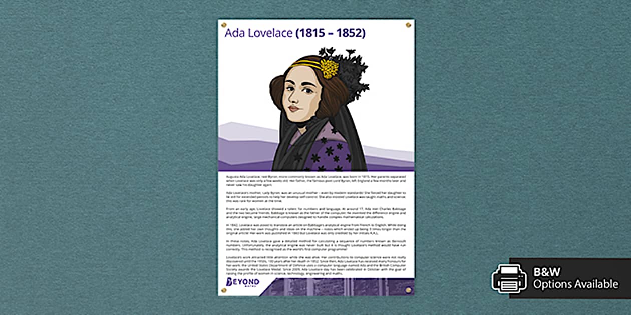 👉 Ada Lovelace Poster/Facts (1815 – 1852) | Display | Beyond