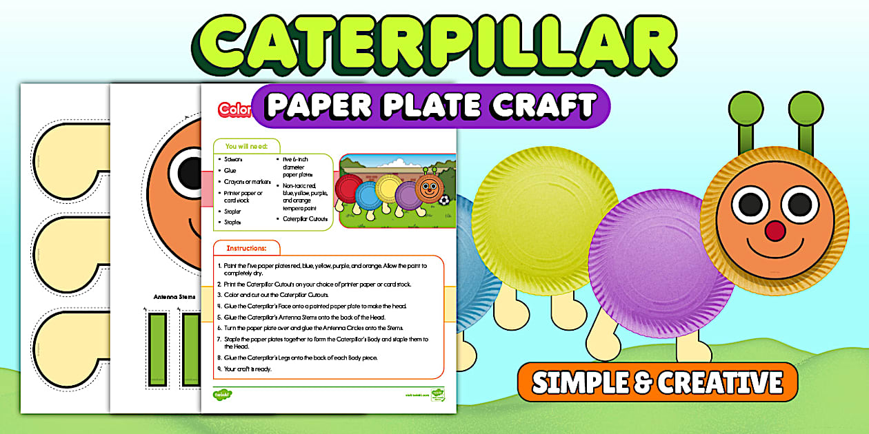Colorful Caterpillar Paper Plate Craft (teacher made)