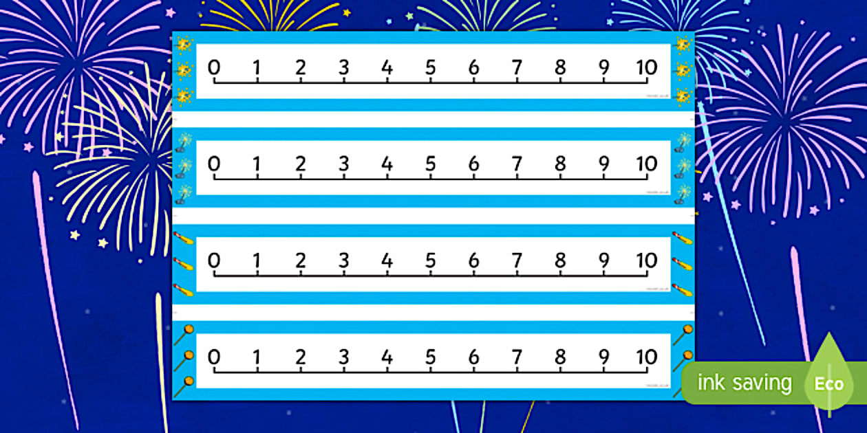Bonfire Night Themed 0 10 Number Line - Twinkl