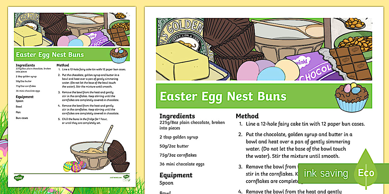 Easter Egg Nests Recipe Sheets (teacher made) - Twinkl